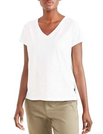 Dockers Damen Favorite V-neck Tee T-Shirt, Lucent White, M EU