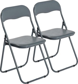 Harbour Housewares Gepolsterte Klappst&uuml;hle - Grau - Pack Von 2