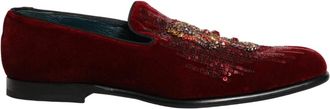 Dolce & Gabbana Homme, Chaussures, Brun, Taille: 43 EU Mocassins habill&eacute;s &agrave; sequins et pierres pr&eacute;cieuses