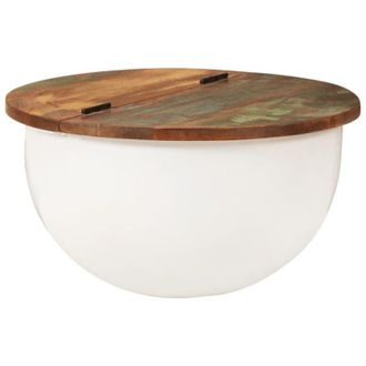 vidaXL Table basse blanc 50x27 cm bois de r&eacute;cup&eacute;ration massif Vidaxl