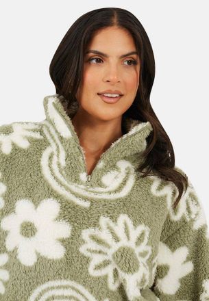 Brave Soul Strickpullover Damen-Fleece-Sweatshirt mit Blumenmuster