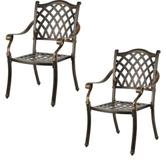 Relaxdays Relaxdays Gartenstuhl, mit Armlehnen, Metall, Gartensessel antik, HBT: 91 x 63 x 63 cm, Garten & Balkon, schwarz/bronze