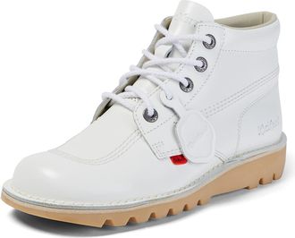 Kickers Kick Hi White Leather Boots-UK 6 / EU 39