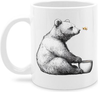 Shirtracer Tasse Tassen 325ml - B&auml;r mit Honigtopf und Biene I Waldtiere Geschenk B&auml;ren Zeichnung I Geschenk Freundschaft Tiere - 325 ml - Wei&szlig;