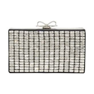 Self Portrait Satin Crystal Clutch Bag - - Bags - Damen - Grau - ONE SIZE