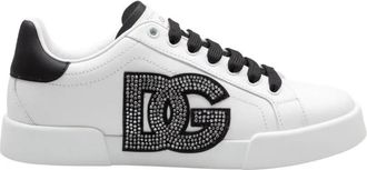 Dolce & Gabbana Low-Top Sneaker - Portofino Light Leather Sneakers With Dg Logo - Gr. 37,5 (EU) - in Wei&szlig; - f&uuml;r Damen