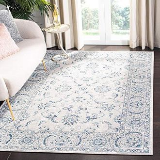 Safavieh Übergangs Teppich für Wohnzimmer, Esszimmer, Schlafzimmer - Brentwood Collection, Kurzer Flor, Hellgrau und Blau, 183 X 274 cm