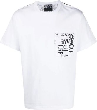 Versace Jeans Couture Homme, Tops, Blanc, Taille: 2XL T-shirt en coton &agrave; col rond
