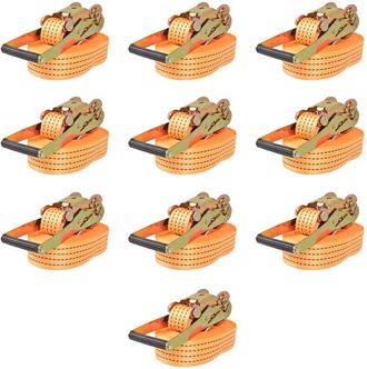 vidaXL Vidaxl - Ratschen-Spanngurte 10 Stk. 2 Tonnen 8m&times;50mm Orange