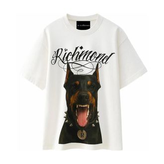 John Richmond Homme, Tops, Blanc, Taille: 2XL T-shirt &agrave; imprim&eacute; graphique