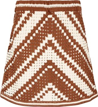 Apricot Chevron Crochet Mini Skirt