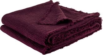 Zoeppritz Honeybee-Plaid - weiche Decke aus Leinen - einfarbig gewebtes Plaid mit Fransen aus Naturmaterialien - 130x180 cm - 395 oxblood - von zoeppritz since 