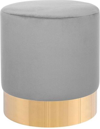 Beliani Beliani - Pouf de Forme Cylindrique fabriqué en Velours Gris avec Base Métallique Doré pour Salon ou Chambre Glamour et Moderne
