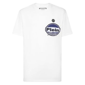 Philipp Plein Homme, Tops, Blanc, Taille: 5XL T-Shirt Round Neck Racing