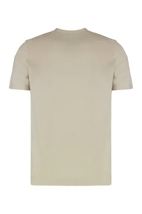 HUGO BOSS Mens Knit Short Sleeve T-Shirt Beige Cotton T-Shirts And Polos