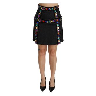 Dolce & Gabbana Femme, Jupes, Noir, Taille: 34 FR &Eacute;l&eacute;gante Jupe Noire Taille Haute Orn&eacute;e