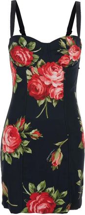 Dolce & Gabbana Femme, Robes, Noir, Taille: 40 FR Robe Courte &agrave; Imprim&eacute; Floral