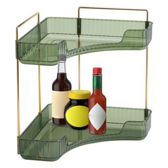 Generico Schminktischablage mit 2 Ebenen: 30 cm gro&szlig;es Acryl-Eckregal, doppelschichtige Aufbewahrungsplattform, robuster St&uuml;tzrahmen, platzsparende erweiterte 