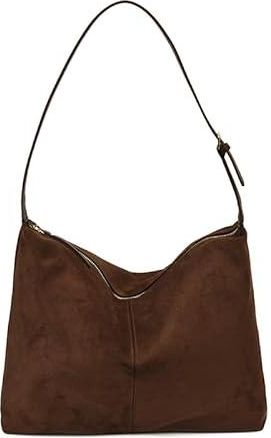 Generic HICARRY Sac &agrave; main en daim pour femme - Vintage - Avec fermeture &eacute;clair - Pour l&eacute;cole, le travail, les voyages, caf&eacute;