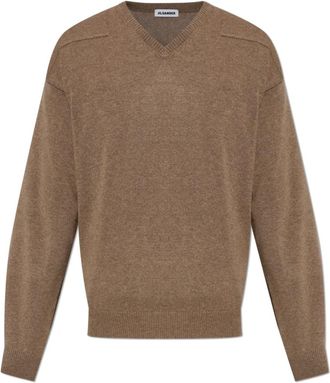Jil Sander Homme, Pulls, Brun, Taille: XL Pull en Laine Col V