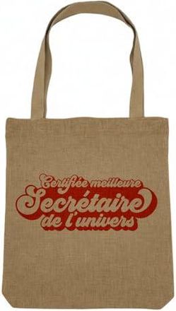 Fabulous Sac Shopping Tote Bag Aspect Lin - Certifi&eacute;e meilleure Secr&eacute;taire de lunivers Entreprise collegue - Sac de Courses Toile Epaisse 360g Beige Naturel Ca