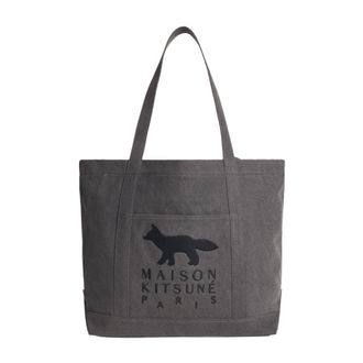 Maison Kitsun&eacute; Grand sac cabas Profile Fox - Homme - Sacs - Noir - Taille: ONE Size