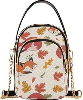 Mnsruu Sac à bandoulière pour femme, motif renard, feuille dérable, feuilles dautomne, sac à main, petit sac à bandoulière avec sangle réglable
