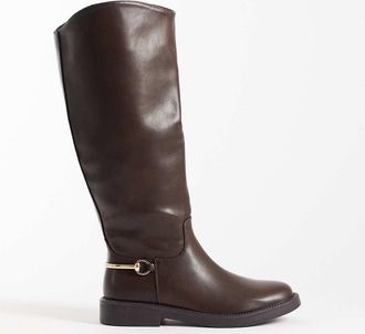 Simmi London Simmi London bottes montantes jusquau genou coupe large Garnet avec d&eacute;tail mors, marron