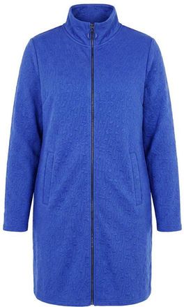 Ulla Popken Sweatjacke Long-Sweatjacke Leomuster Stehkragen Langarm