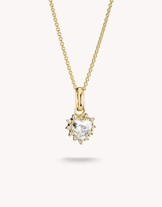 Thomas Sabo cha&icirc;ne avec zirconia taille coeur blanc en or jaune, blanc-Dor&eacute;