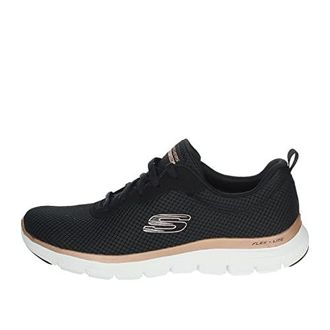 Skechers Femme Flex Appeal 4.0 Brilliant View Basket, Black Mesh Rose Gold Trim, 38.5 EU