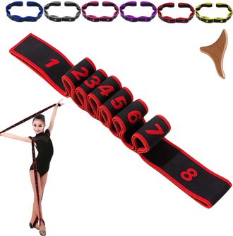 Generic Fitness Resistance Bands, Fitness Resistance Band for Stretching and Yoga, 8-Section Elastic Training Bands with Handle (Red)