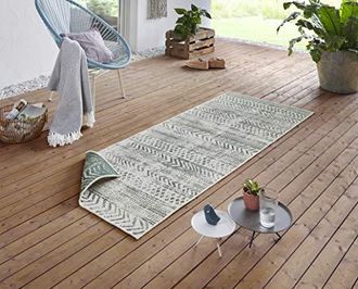 Hanse Home NORTHRUGS In- und Outdoor Teppich Biri 80x250cm - Wendeteppich Wetterfest Boho Style Vintage Design Läufer für Balkon Terrasse Garten Wintergarten Woh
