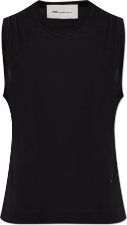Ami Femme, Tops, Noir, Taille: 40 FR Top avec logo brod&eacute;