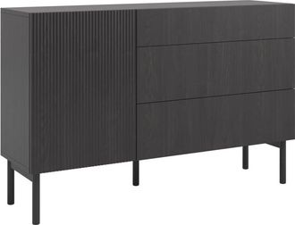 Selsey Nolie - Sideboard mit 3 Schubladen, Holzoptik Esche Schwarz, 140 cm - Selsey