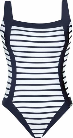 Sunflair Badeanzug Damen Badeanzug - Einteiler mit Schalen und hohem R&uuml;cken - gro&szlig;e Cups und verstellbare Tr&auml;ger - zweifarbig mit klassischen Streifen