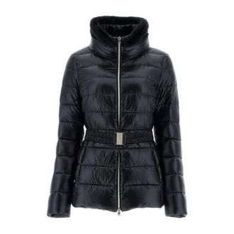 Herno Schwarze Daunenjacke mit Kunstfell - - Jackets - Damen - Schwarzk - S