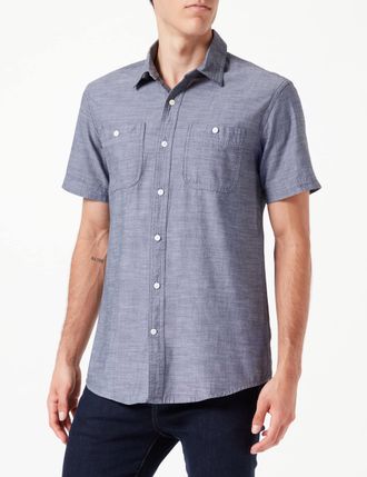 Amazon Essentials Herren Chambray-Hemd mit kurzen &Auml;rmeln in normaler Passform, Grau, XXL