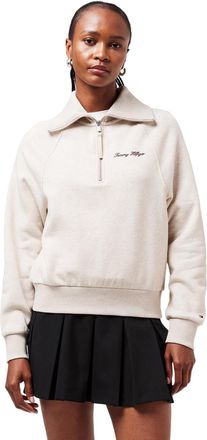 Tommy Hilfiger Curve Classic Sweatshirt f&uuml;r Damen, Rei&szlig;verschluss, Raglan&auml;rmel (Hafermilch meliert)