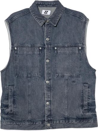 Izzue veste en jean à logo brodé - Bleu