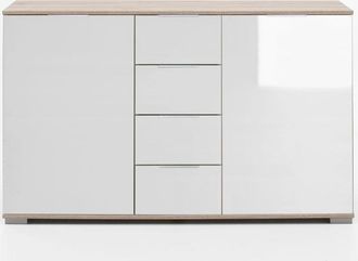 Wimex Wimex Kommode/ Kombikommode Easy Plus, (B/H/T) 83 x 41 x 130 cm, Eiche Sägegrau/ Absetzung Glas Weiß