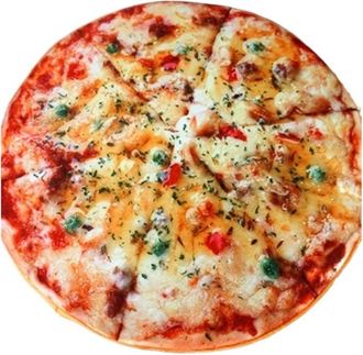 Yetonado Sitzkissen aus Plüsch, für Sofa, Schlafzimmer, Wohnzimmer, Überwurfkissen, Gartenstuhlbezug, Boden, runde Form, Heimdekoration (Pizza)