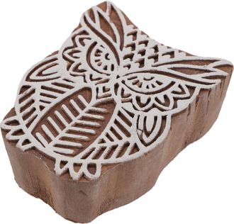Guru Shop Indischer Textilstempel, Holz Stoffdruckstempel, Blaudruck Stempel, Druck Modell - 5x6 cm Eule 1
