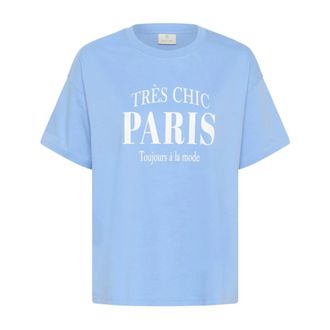 Kaffe T-shirt bleu avec impression Paris - Femme - Tops - Bleu - Taille: 40 FR