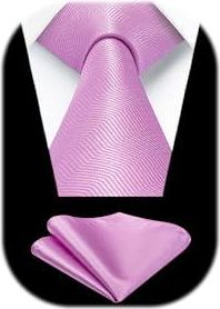 Hisdern Cravate Homme Violet Clair Classique Mariage Cravate et Pochette Set Couleur Unie Formelle Élégant Affaires Mouchoir