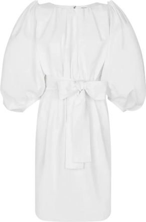 Dolce & Gabbana Femme, Robes, Blanc, Taille: 40 FR Robe Midi En Coton Avec Manches Bouffantes