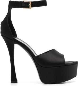 Givenchy Sandalen - Black Platform Sandals With Liquid Viscose-Silk Bl - Gr. 40 (EU) - in Schwarz - für Damen
