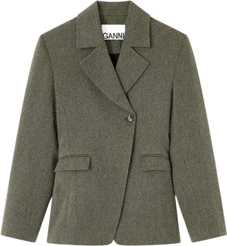 Ganni Femme, Vestes, Vert, Taille: 42 FR Mouline Blazer