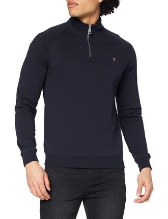 Farah Herren Jim 1/4 Zip Sweatshirt, Blue, XX Large