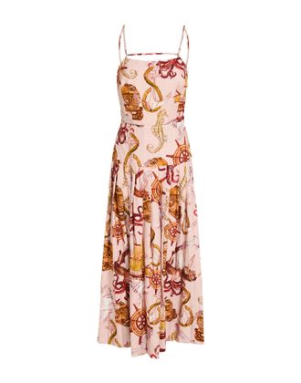 Farm Rio NAUTICAL WONDER PINK STRAPPY MAXI DRESS